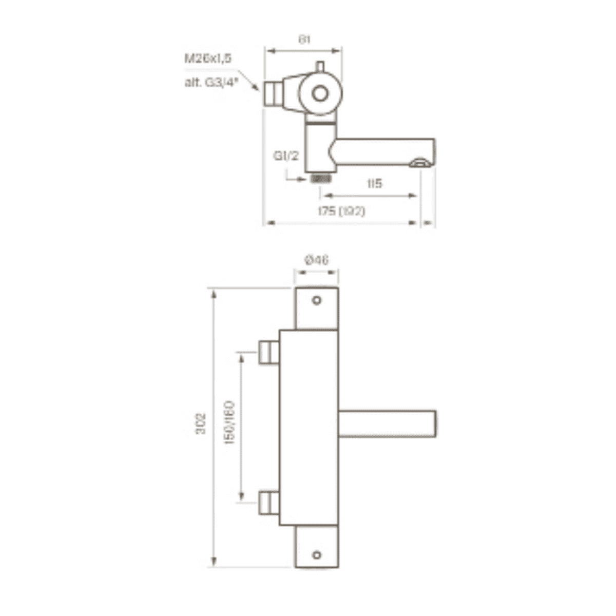 Tapwell EVM026-150 kararmatur med håndbruser - brushed platinum – Bad&Design