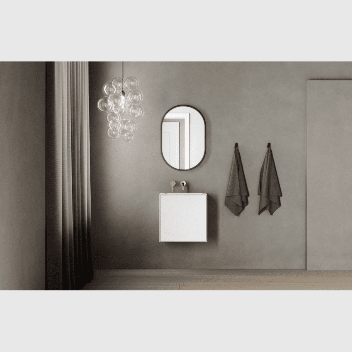 Copenhagen Bath Nexø 50 kabinet med center vask - mat hvid – Bad&Design